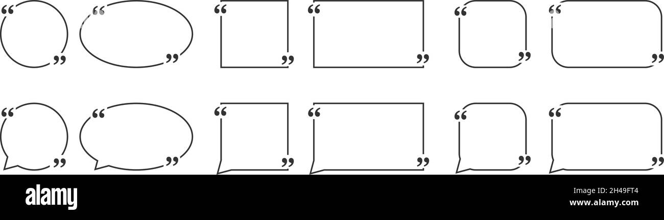 Quote box frame, big set. Quote box icon. Texting quote boxes. Blank ...