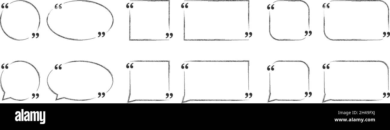 Quote box frame, big set. Quote box icon. Texting quote boxes. Blank ...