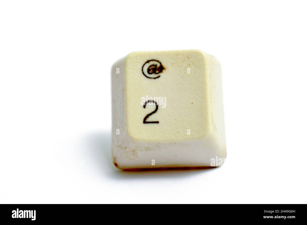 old used computer key number two isolated on white background Stock ...