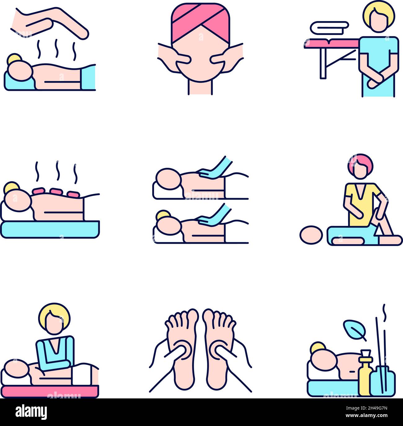 Spa treatments RGB color icons set Stock Vector Image & Art - Alamy