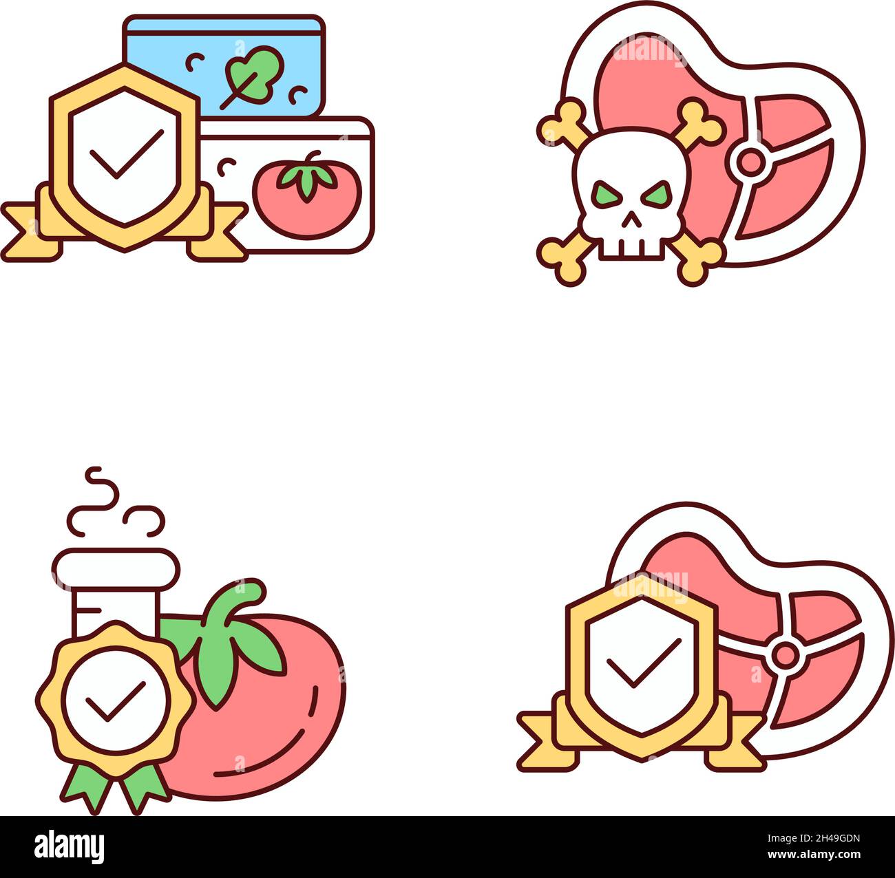 Food production certification RGB color icons set Stock Vector Image ...