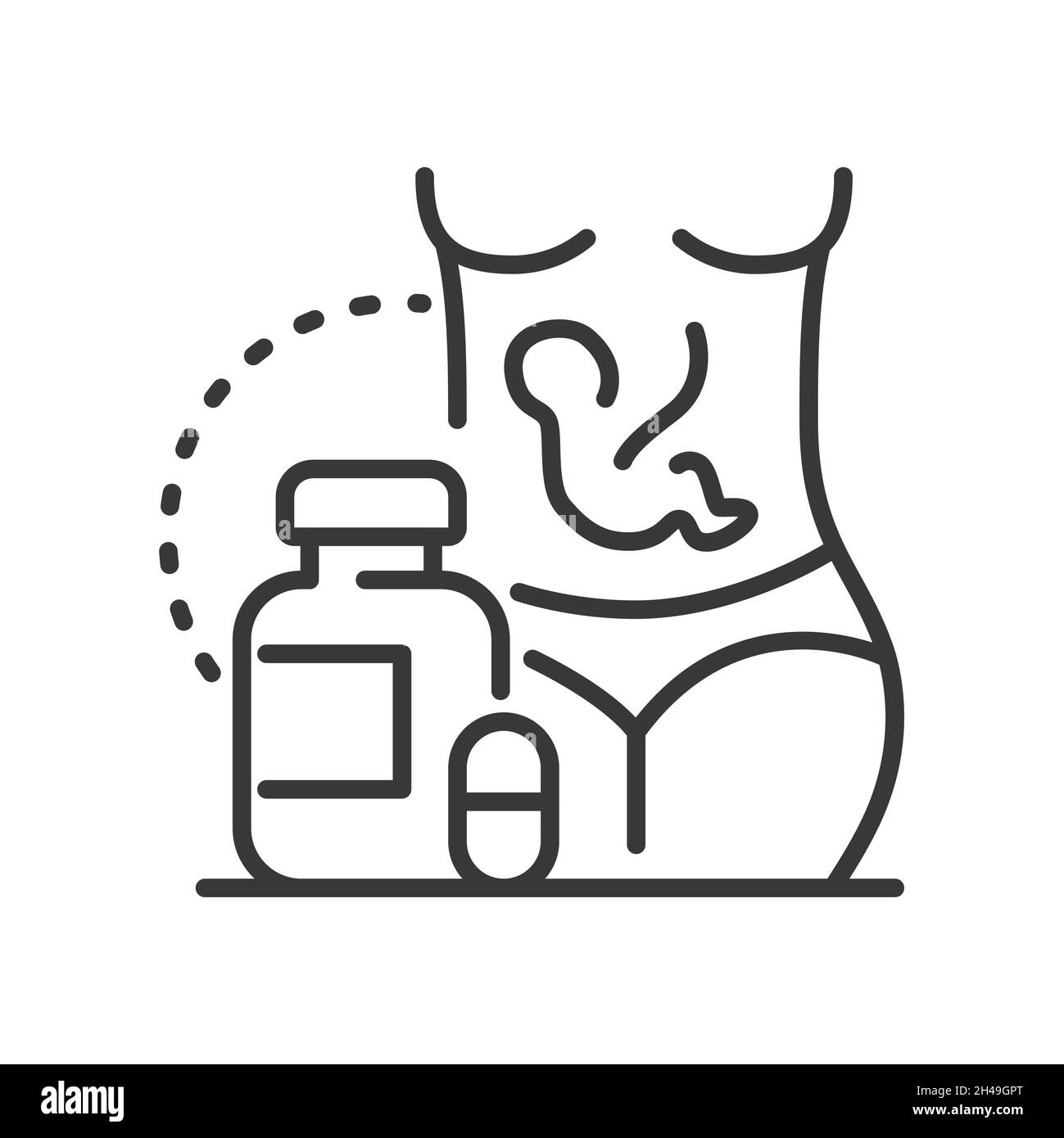 Pregnancy management - vector line design single isolated icon on white ...