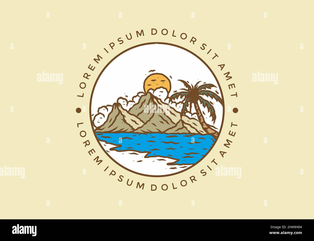 Line art illustration drawing of beach design Stock Vector Image & Art ...