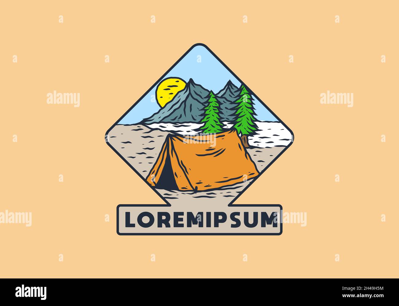 Line art illustration drawing of camping design Stock Vector Image ...