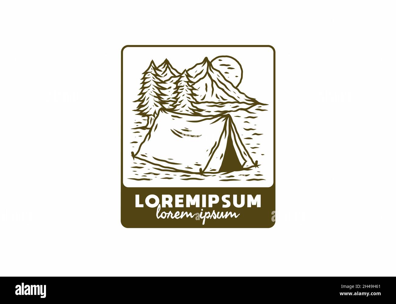 Line art illustration drawing of camping design Stock Vector Image ...