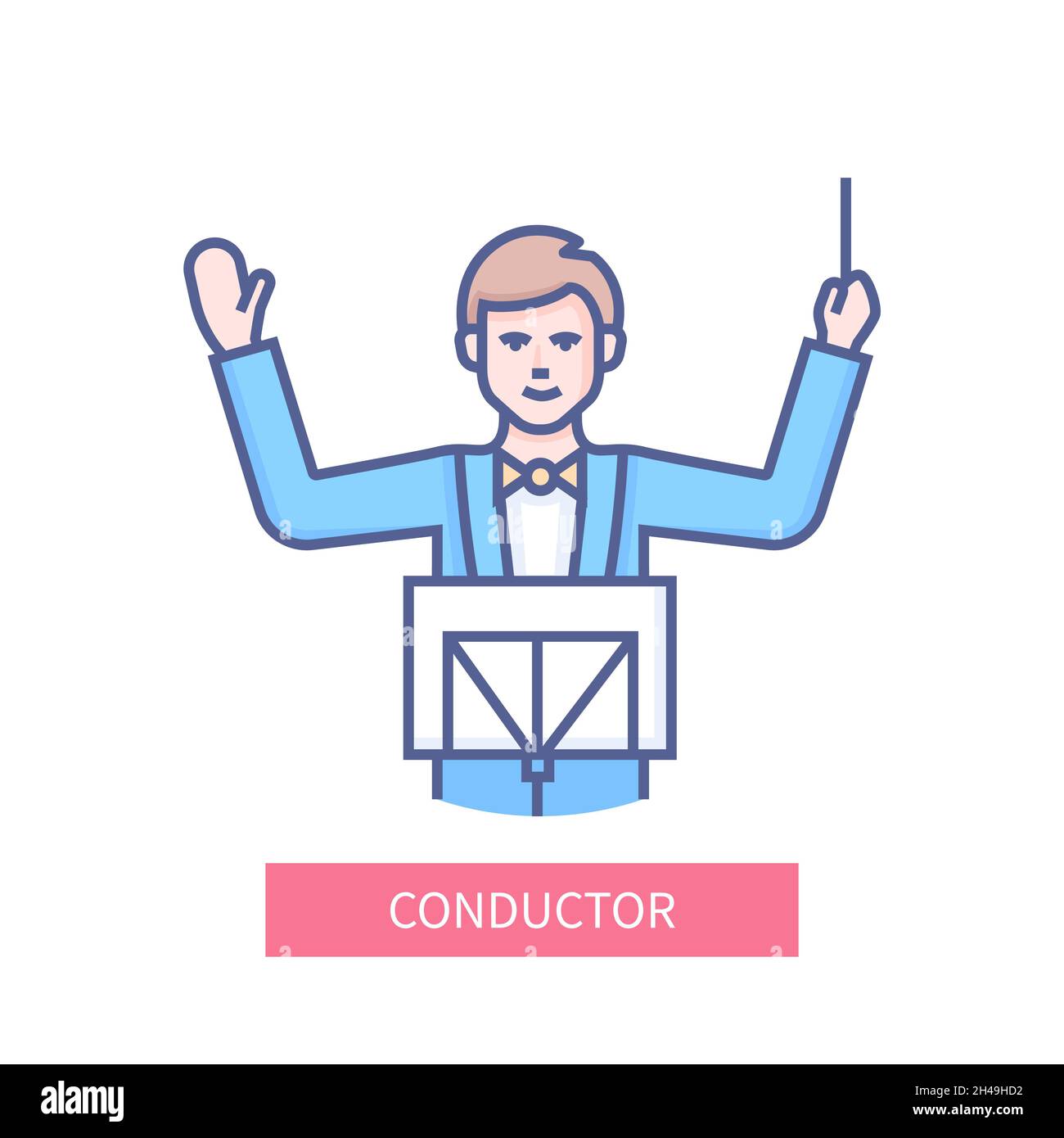 Conductor - modern colorful line design style icon on white background ...