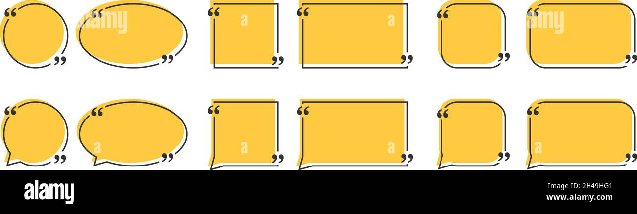 Quote box frame, big set. Quote box icon. Texting quote boxes. Blank ...