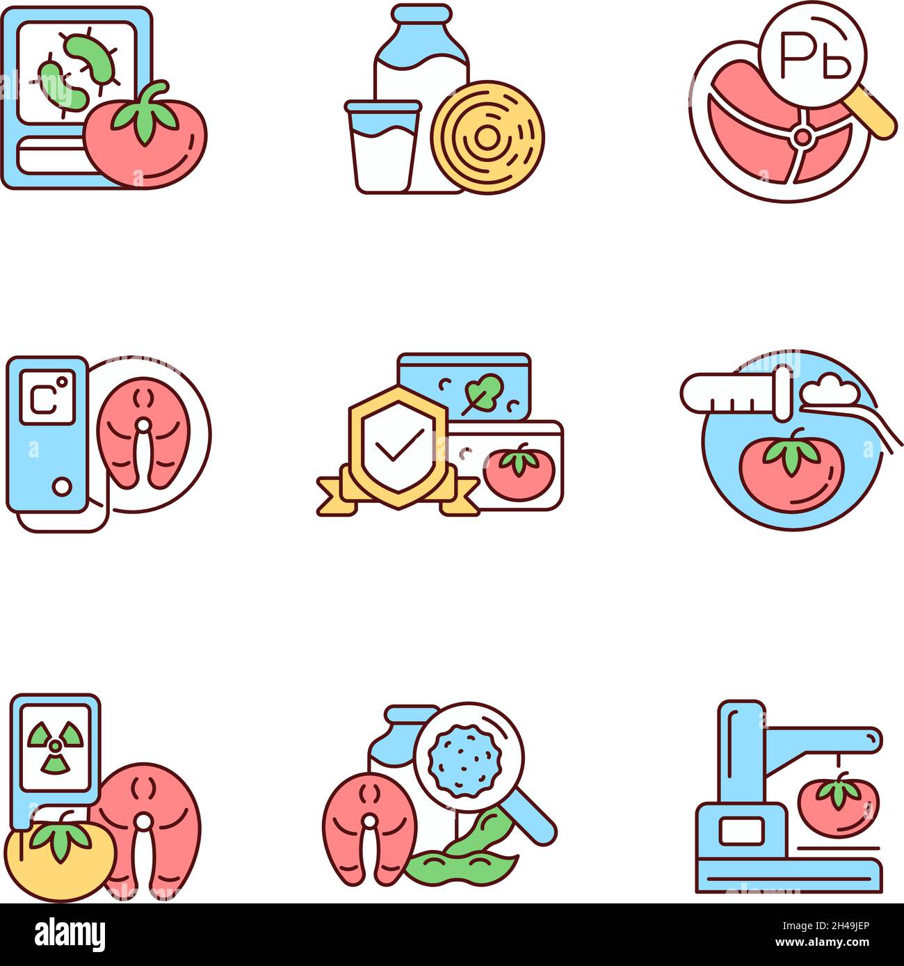 Food analysis RGB color icons set Stock Vector Image & Art - Alamy