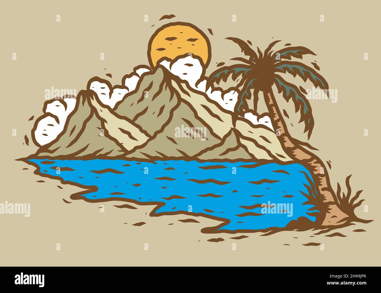 Line art illustration drawing of beach design Stock Vector Image & Art ...