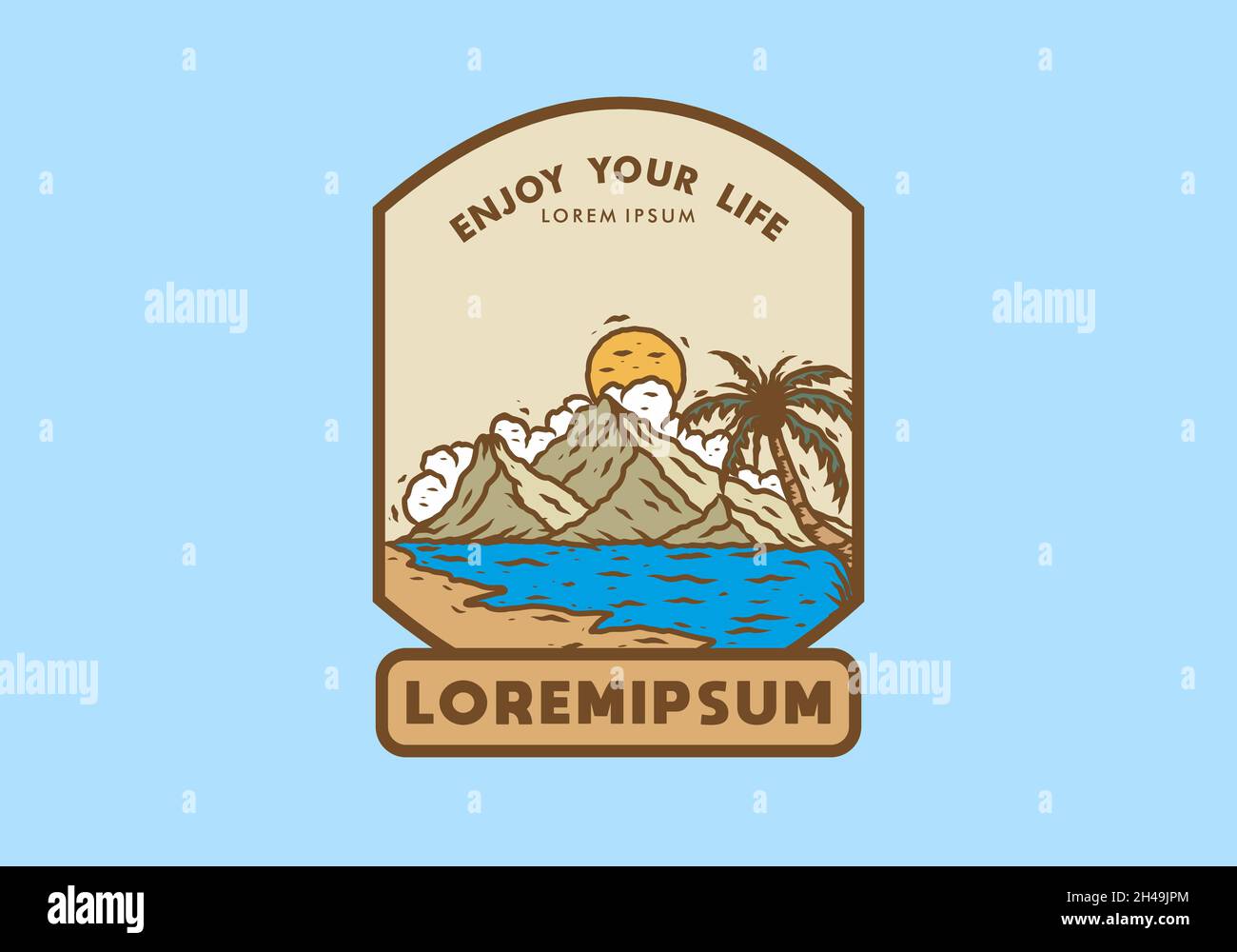 Line art illustration drawing of beach design Stock Vector Image & Art ...