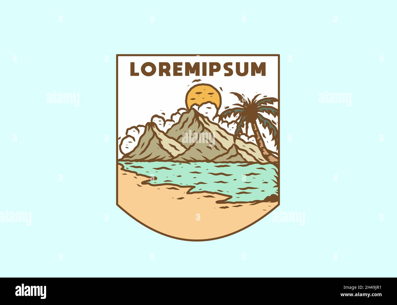 Line art illustration drawing of beach design Stock Vector Image & Art ...