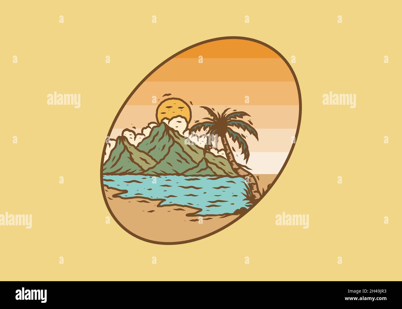 Line art illustration drawing of beach design Stock Vector Image & Art ...