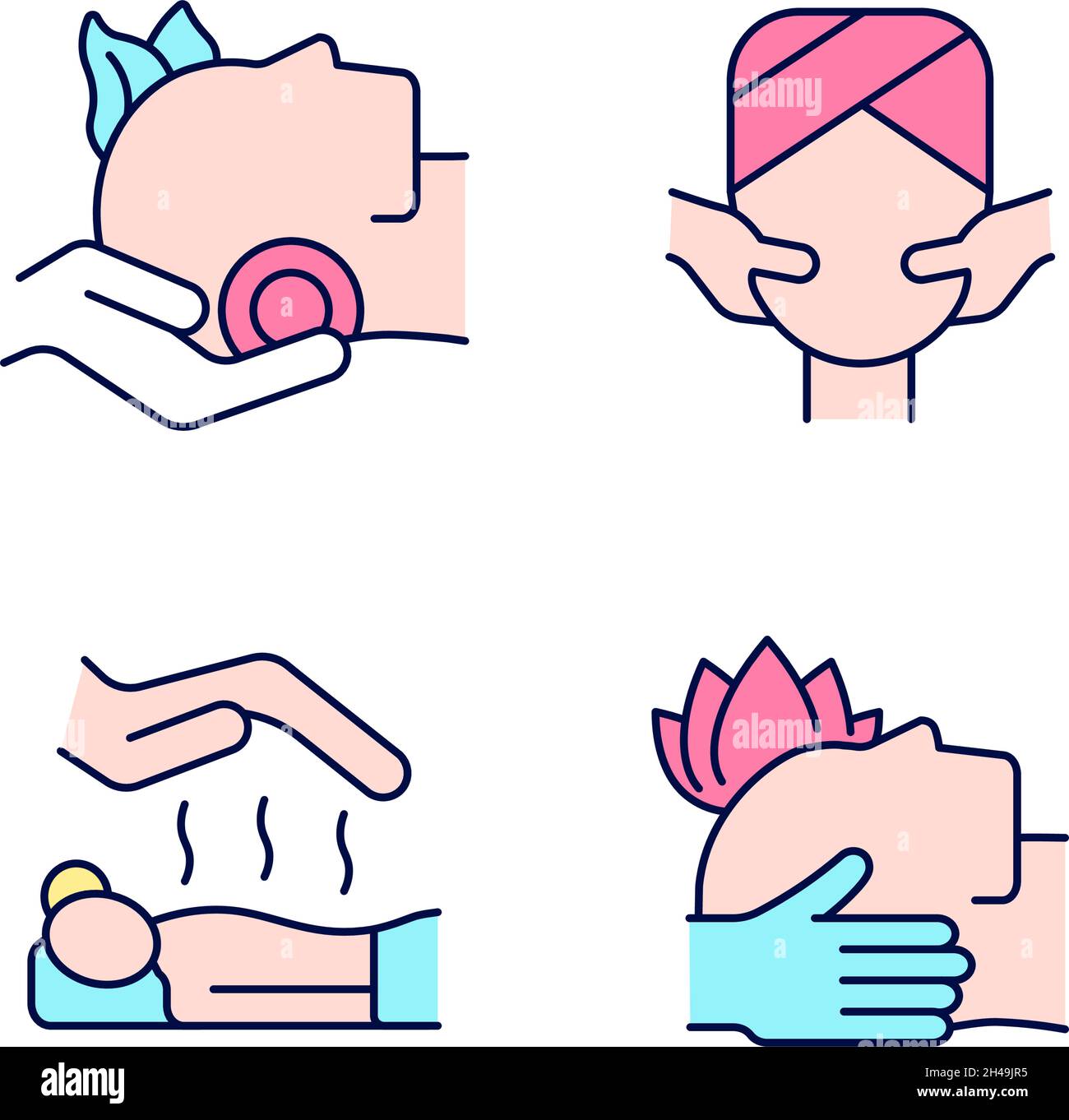 Facial and body treatments RGB color icons set Stock Vector Image & Art ...