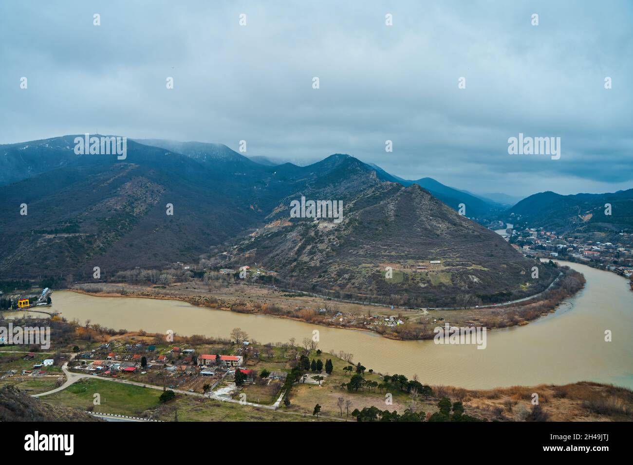 Amazing natural landscape. The confluence of two rivers in the city of ...
