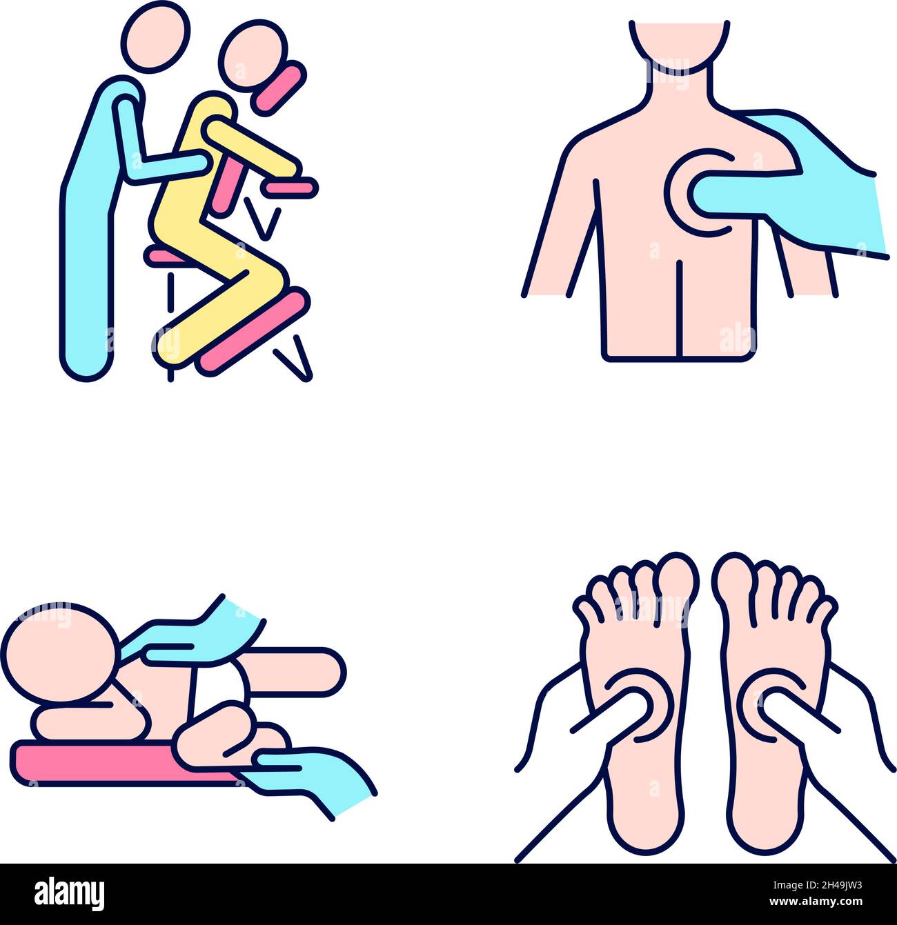Massage therapy techniques RGB color icons set Stock Vector Image & Art ...