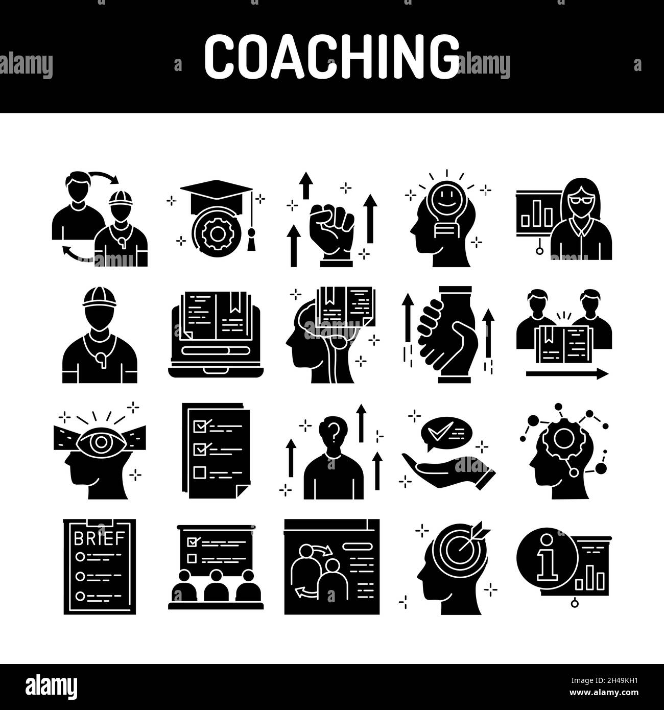 Coaching color line icons set. Signs for web page, mobile app, button ...