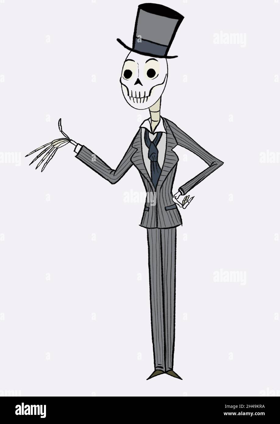 A gesturing skeleton man in a suit Stock Photo - Alamy