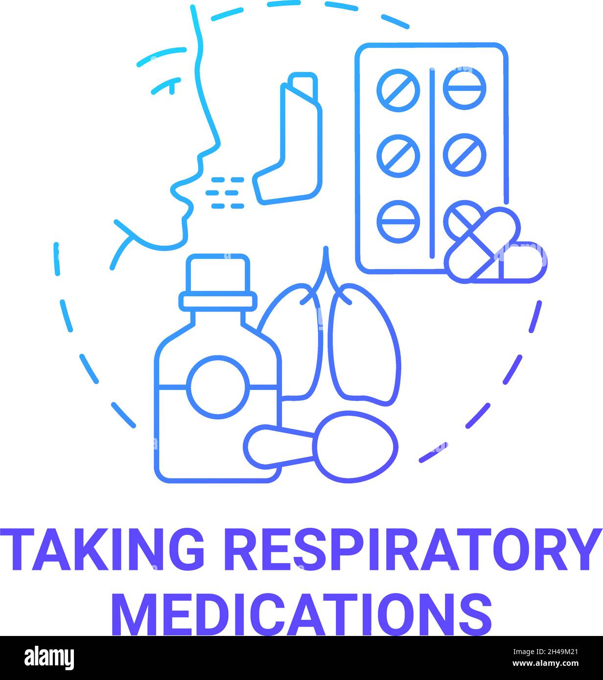 Taking respiratory medications blue gradient concept icon Stock Vector ...