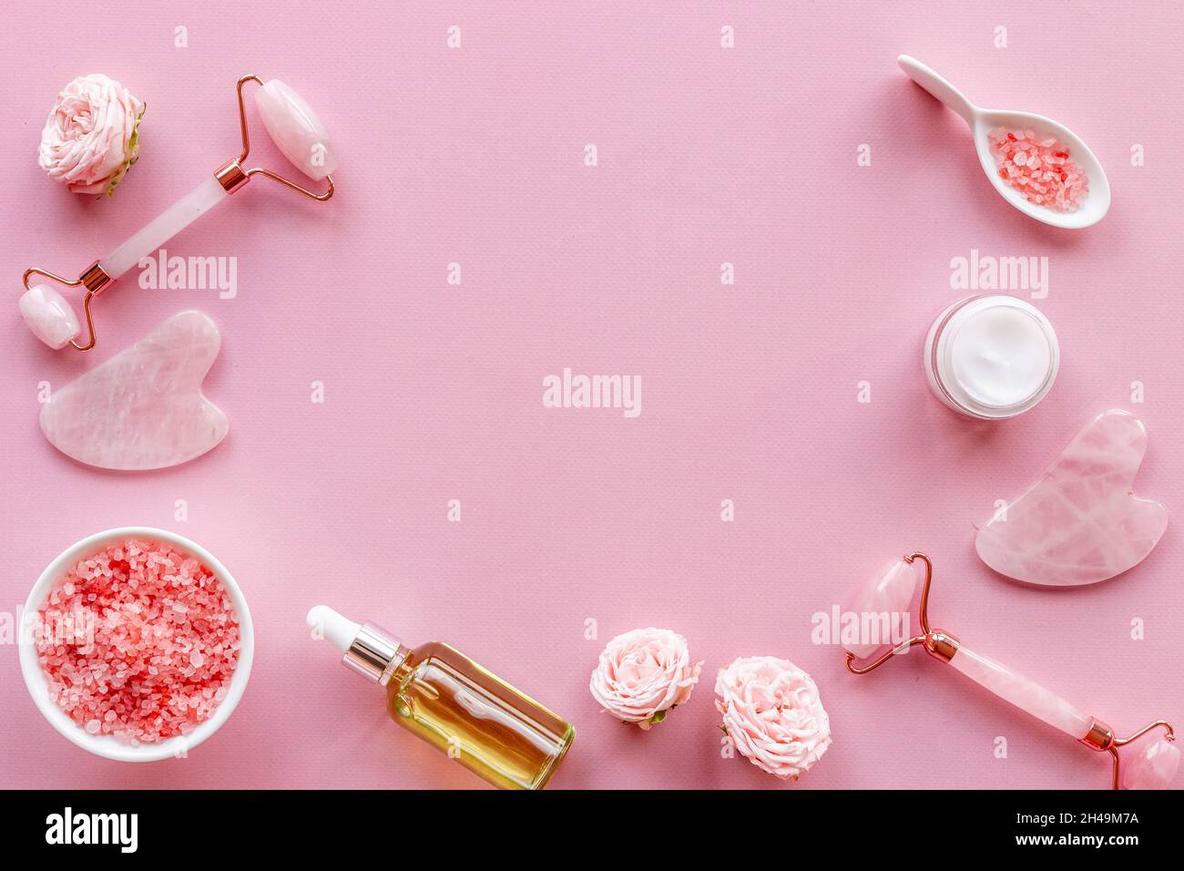 Facial spa skin care cosmetics products with stone massage roller and ...