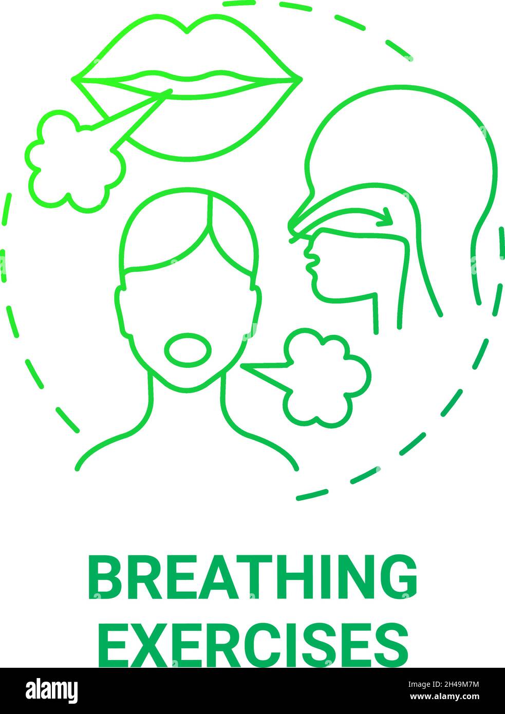 Breathing exercises green gradient concept icon Stock Vector Image ...