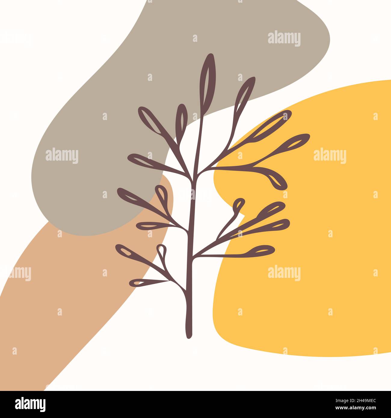 Background image in an abstract style with rounded shapes and a tree ...