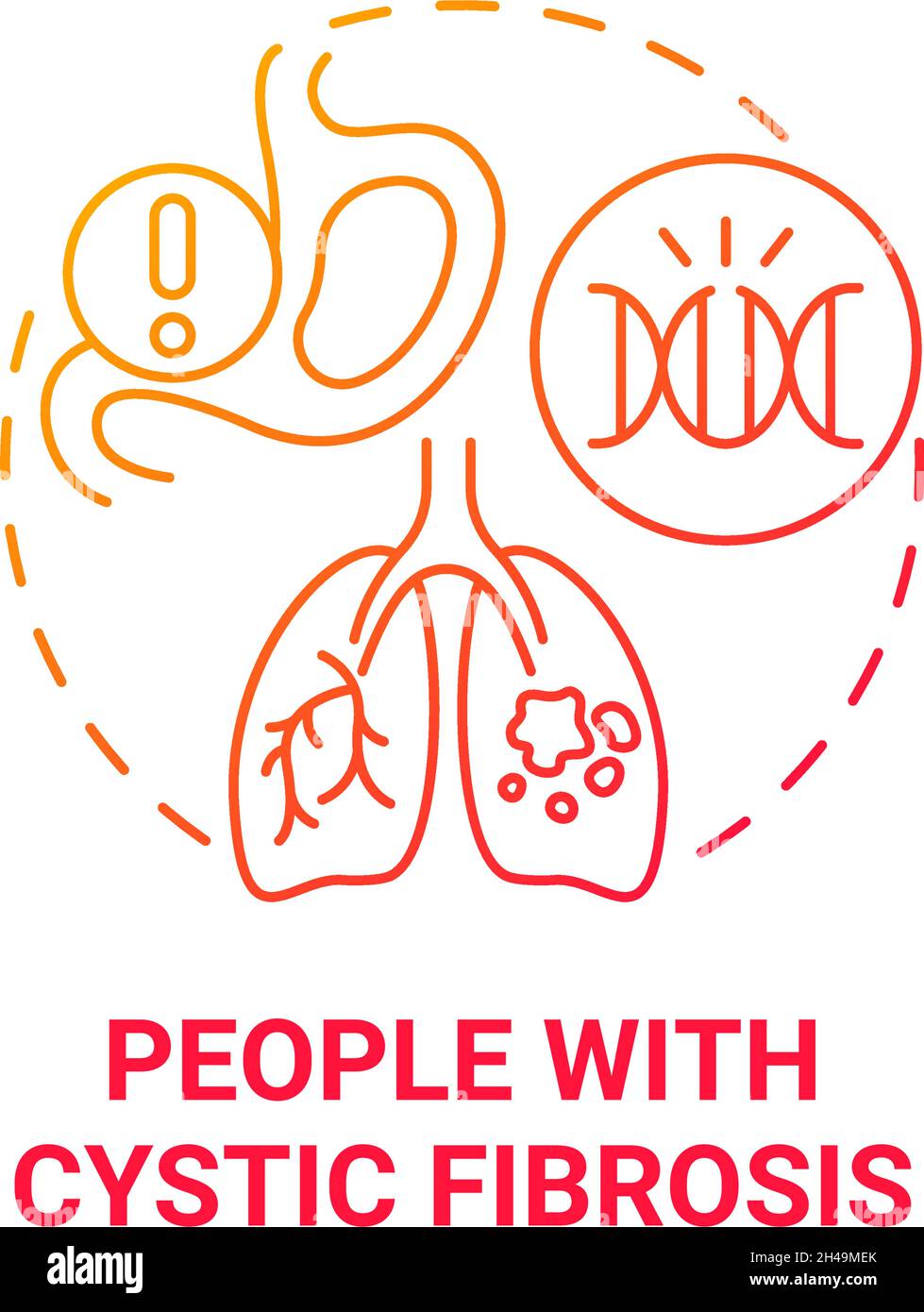 People With Cystic Fibrosis Red Gradient Concept Icon Stock Vector