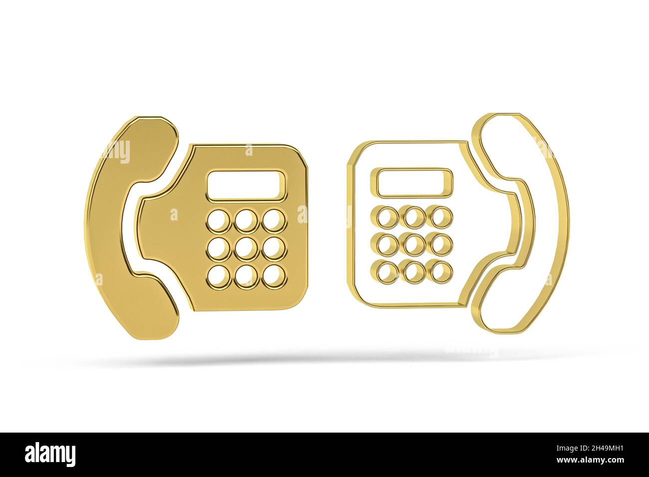 Golden 3d telephone icon isolated on white background - 3D render Stock ...