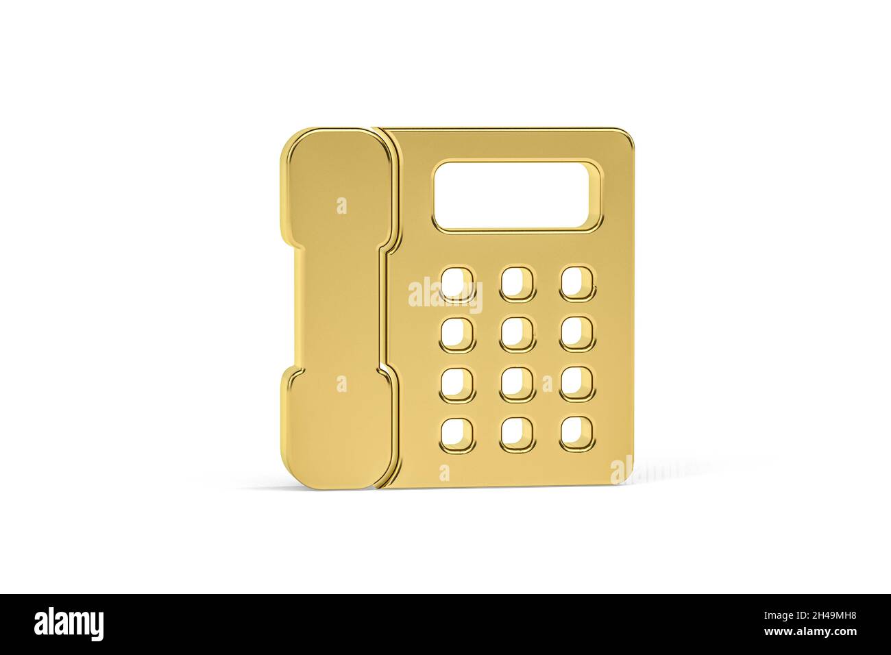 Golden 3d telephone icon isolated on white background - 3D render Stock ...