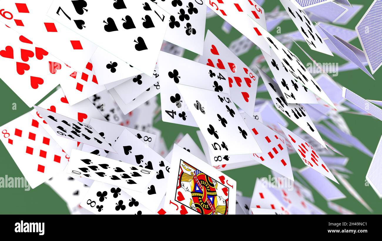 3d rendering poker cards falling Stock Photo - Alamy