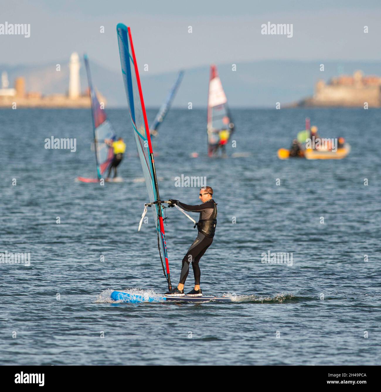Windsurfing at Portland Harbour, Weymouth, Dorset, England, UK Stock ...