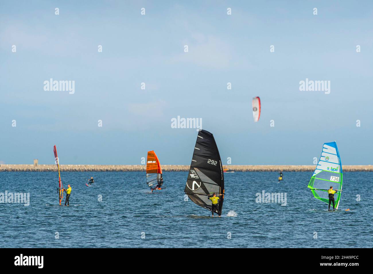Windsurfing at Portland Harbour, Weymouth, Dorset, England, UK Stock ...