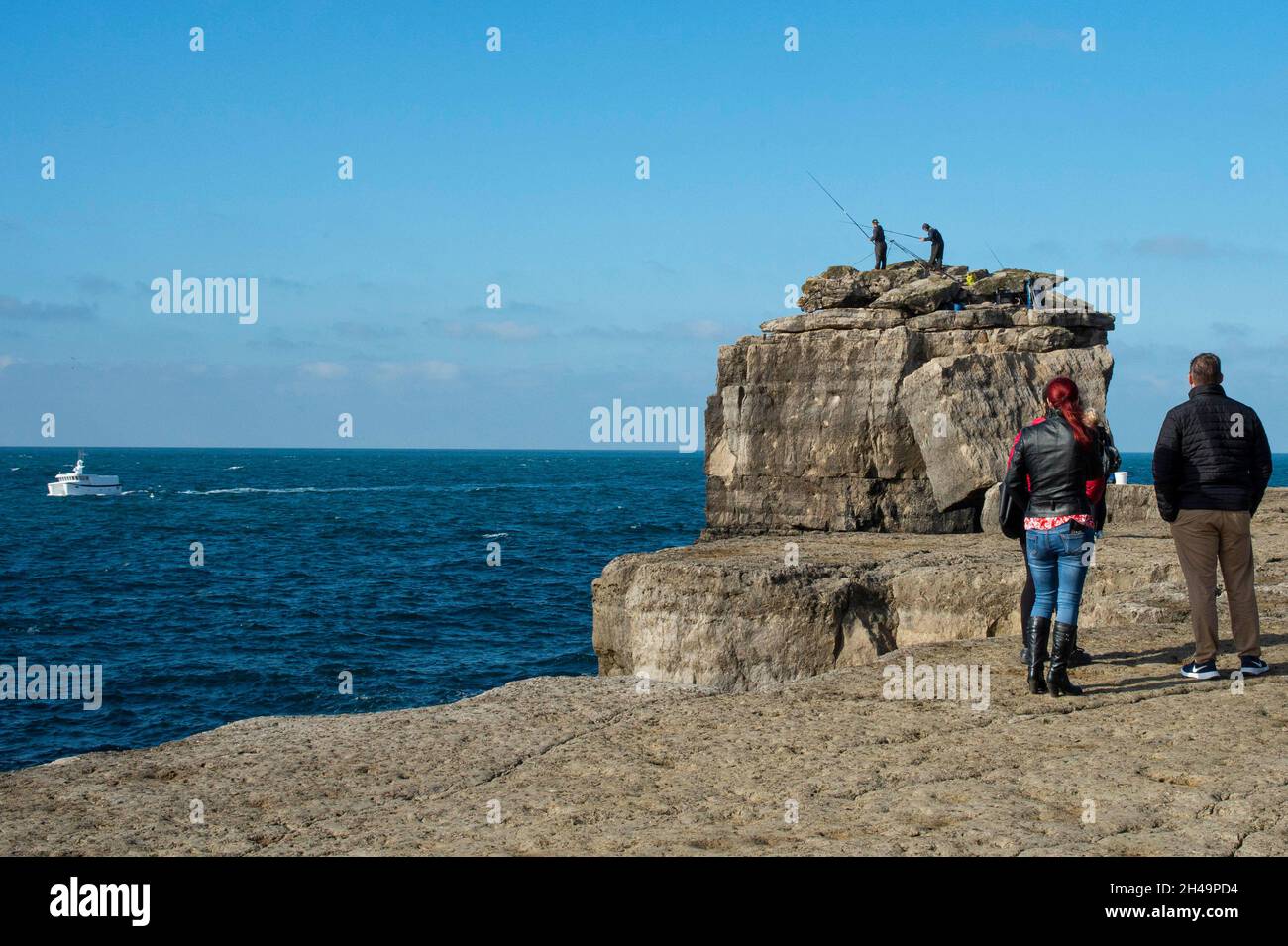Fishing at Pulpit Rock, Portland Bill, Isle of Portland, Jurassic Coast ...