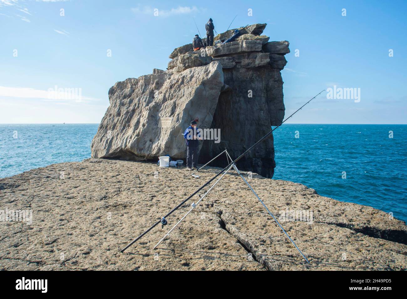 Fishing at Pulpit Rock, Portland Bill, Isle of Portland, Jurassic Coast ...