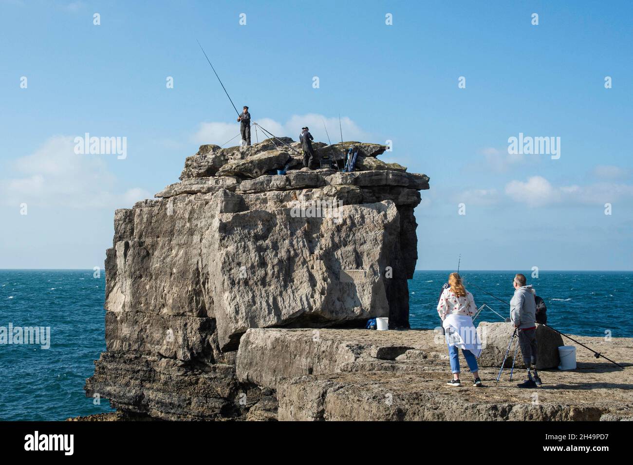 Fishing at Pulpit Rock, Portland Bill, Isle of Portland, Jurassic Coast ...
