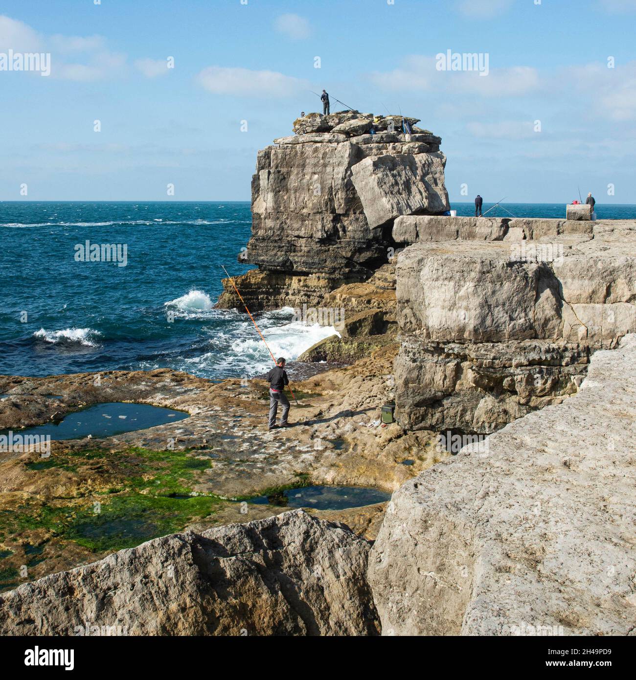 Fishing at Pulpit Rock, Portland Bill, Isle of Portland, Jurassic Coast ...