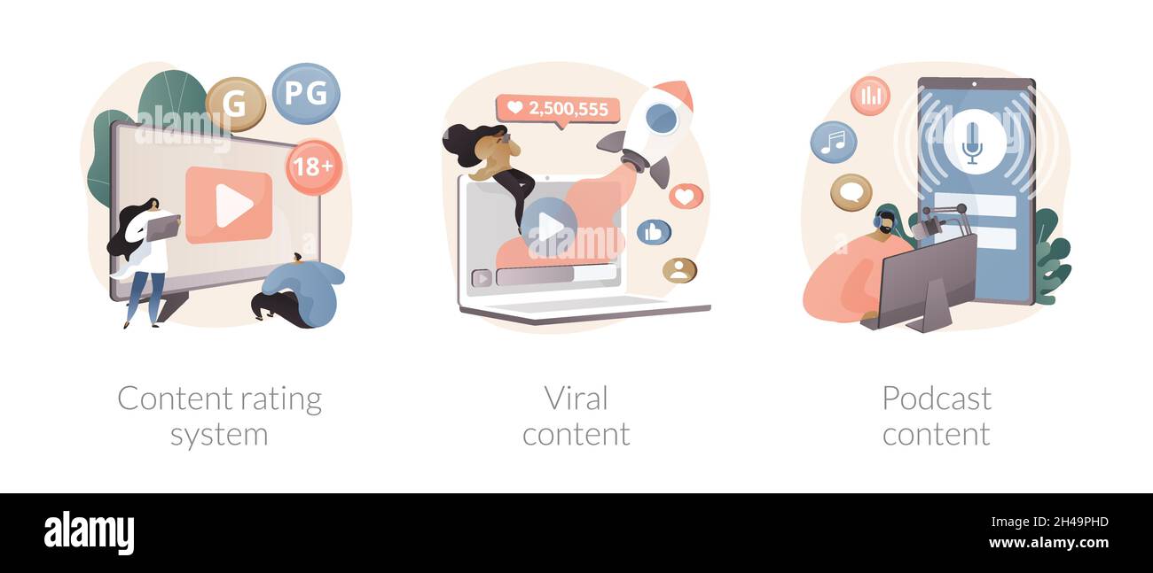 Media and tv content abstract concept vector illustrations Stock Vector ...