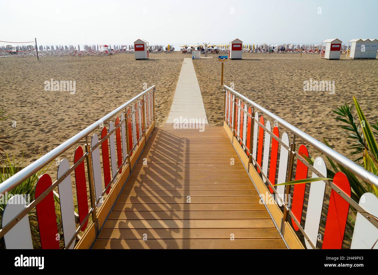 beautiful beach in the mediterranean town Caorle in the Adriatic Sea ...
