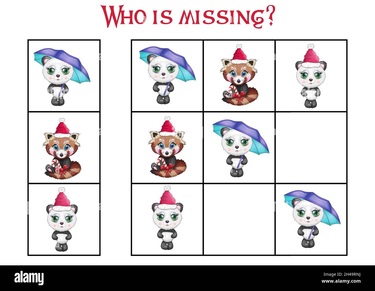 Sudoku game for children with pictures. Kids activity sheet. Cartoon ...