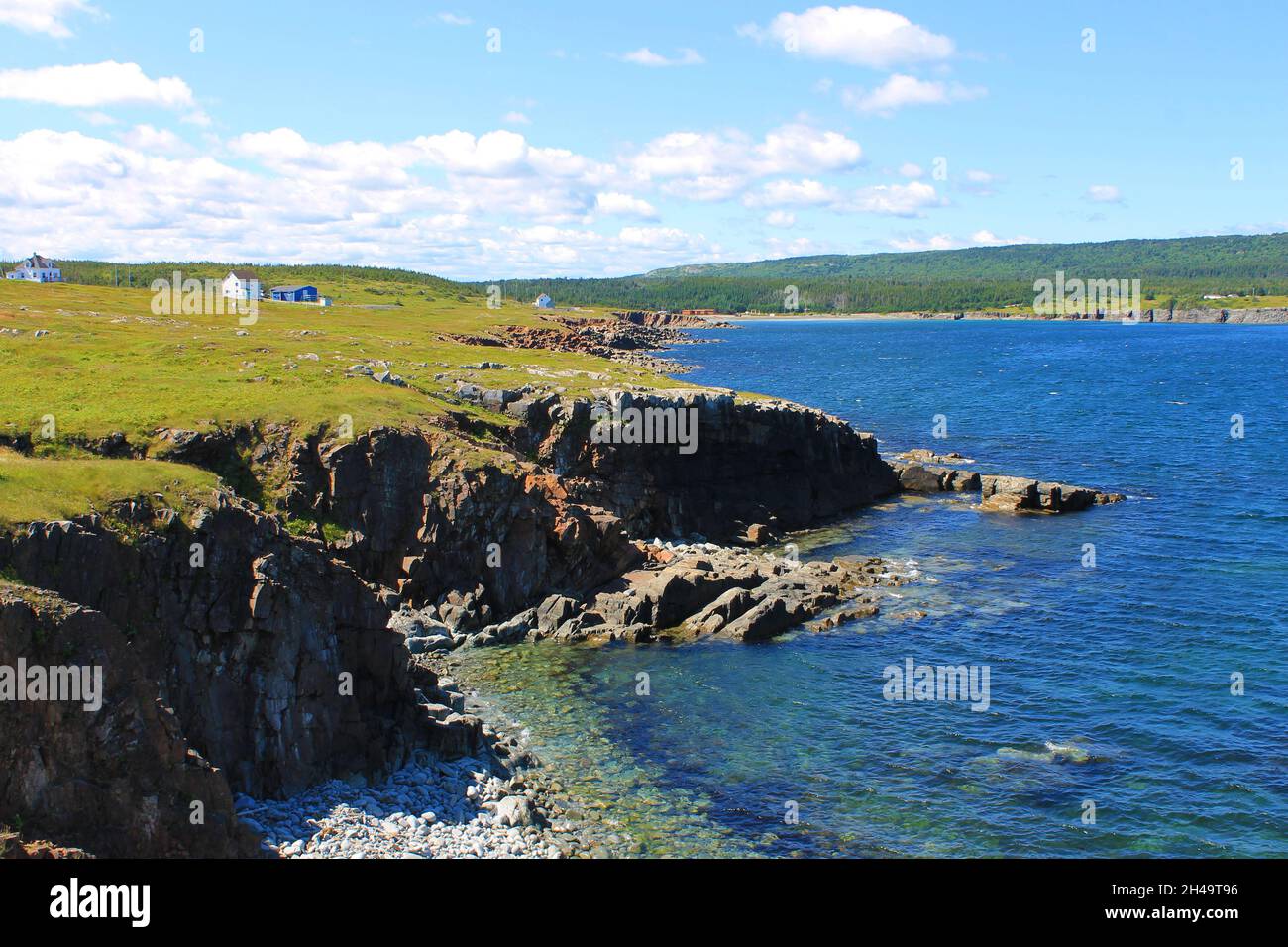 View of the rugged coastline along Elliston Newfoundland, and the ...