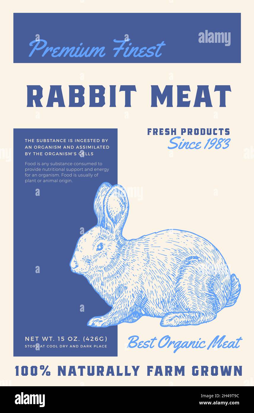 Premium Finest Rabbit. Abstract Vector Meat Packaging Product Label ...