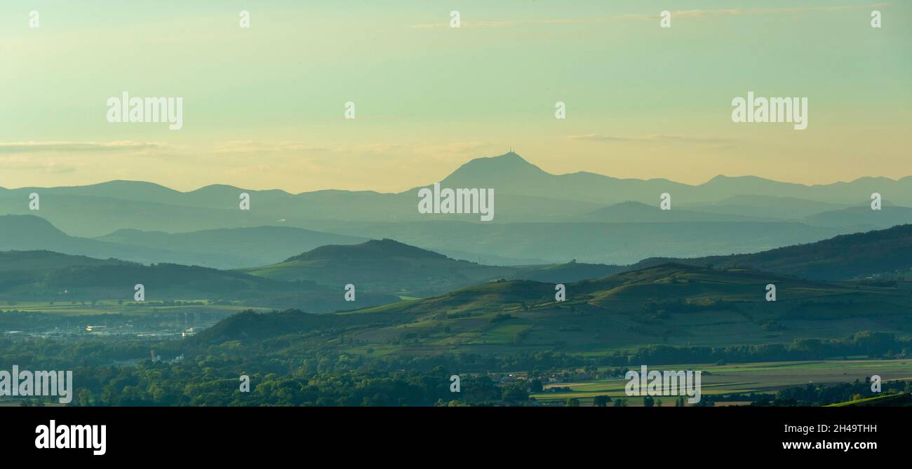 Volcanic landscape of Regional Nature Park of the Volcanoes of Auvergne ...