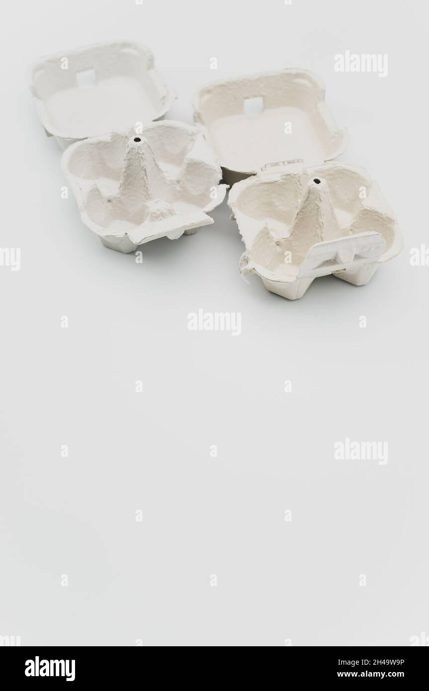 empty recycled cardboard egg box on a white background Stock Photo - Alamy