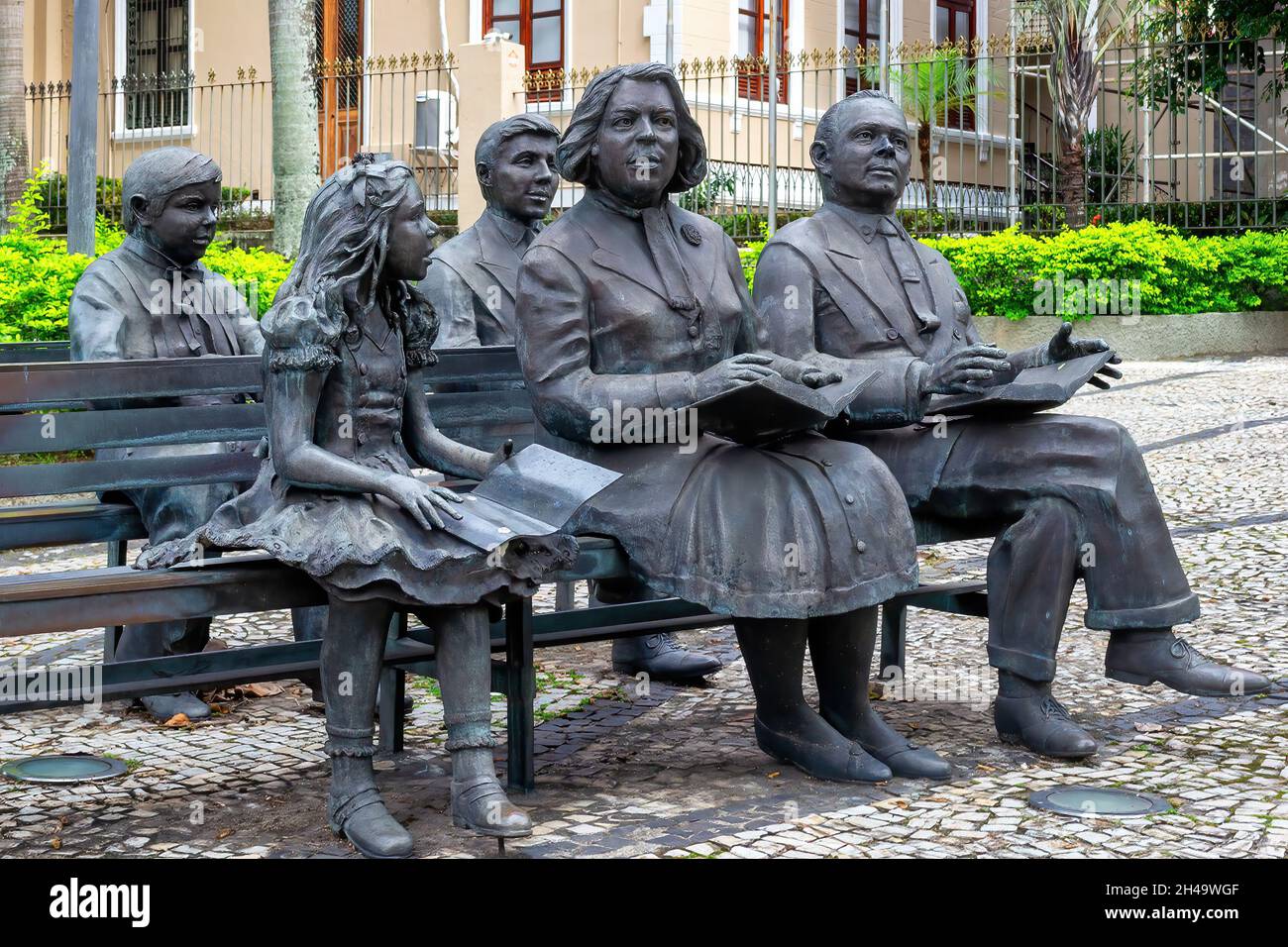 'Church Scene' sculpture or statue in front of the Presbyterian ...