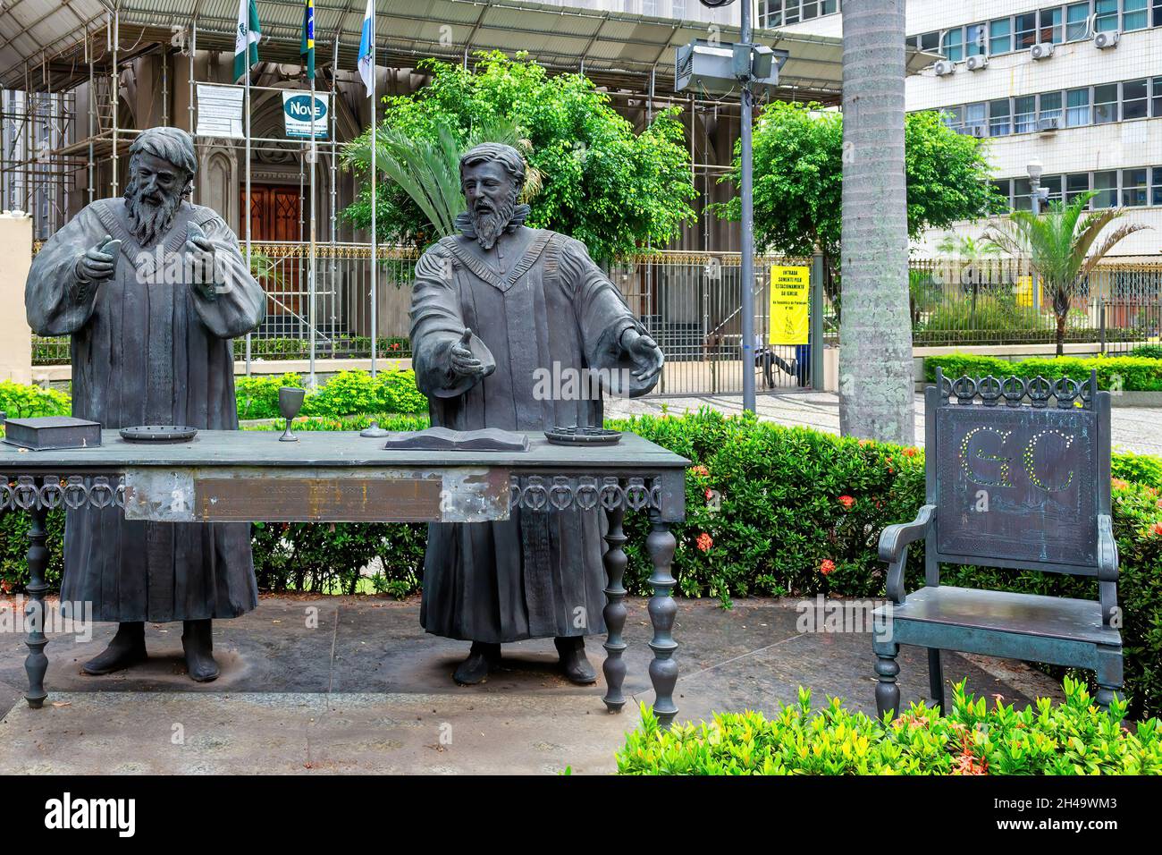 'Church Scene' sculpture or statue in front of the Presbyterian ...