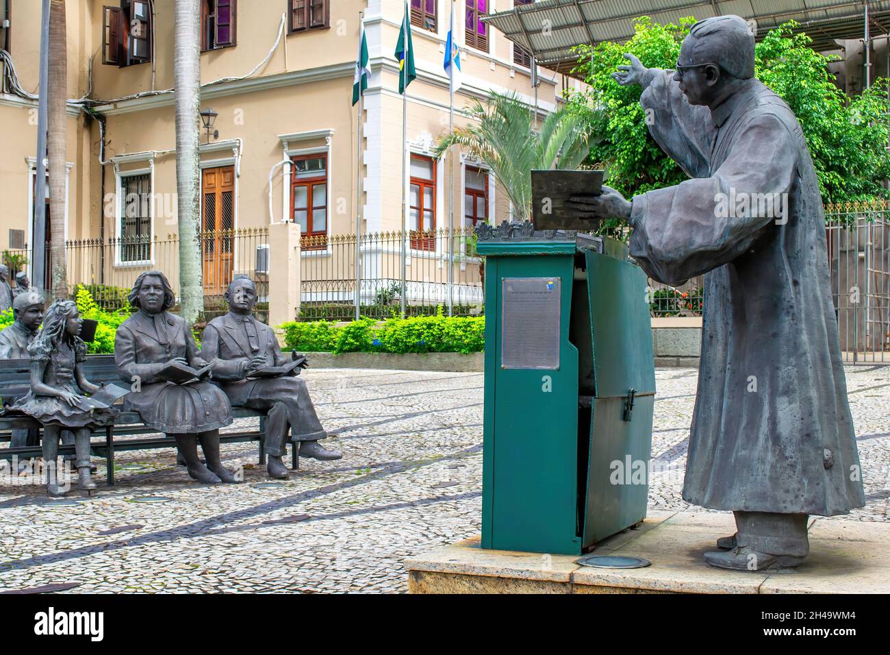 'Church Scene' sculpture or statue in front of the Presbyterian ...
