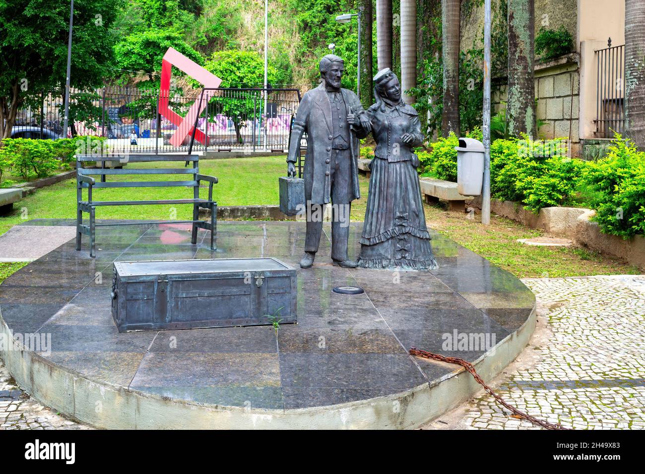 'Church Scene' sculpture or statue in front of the Presbyterian ...