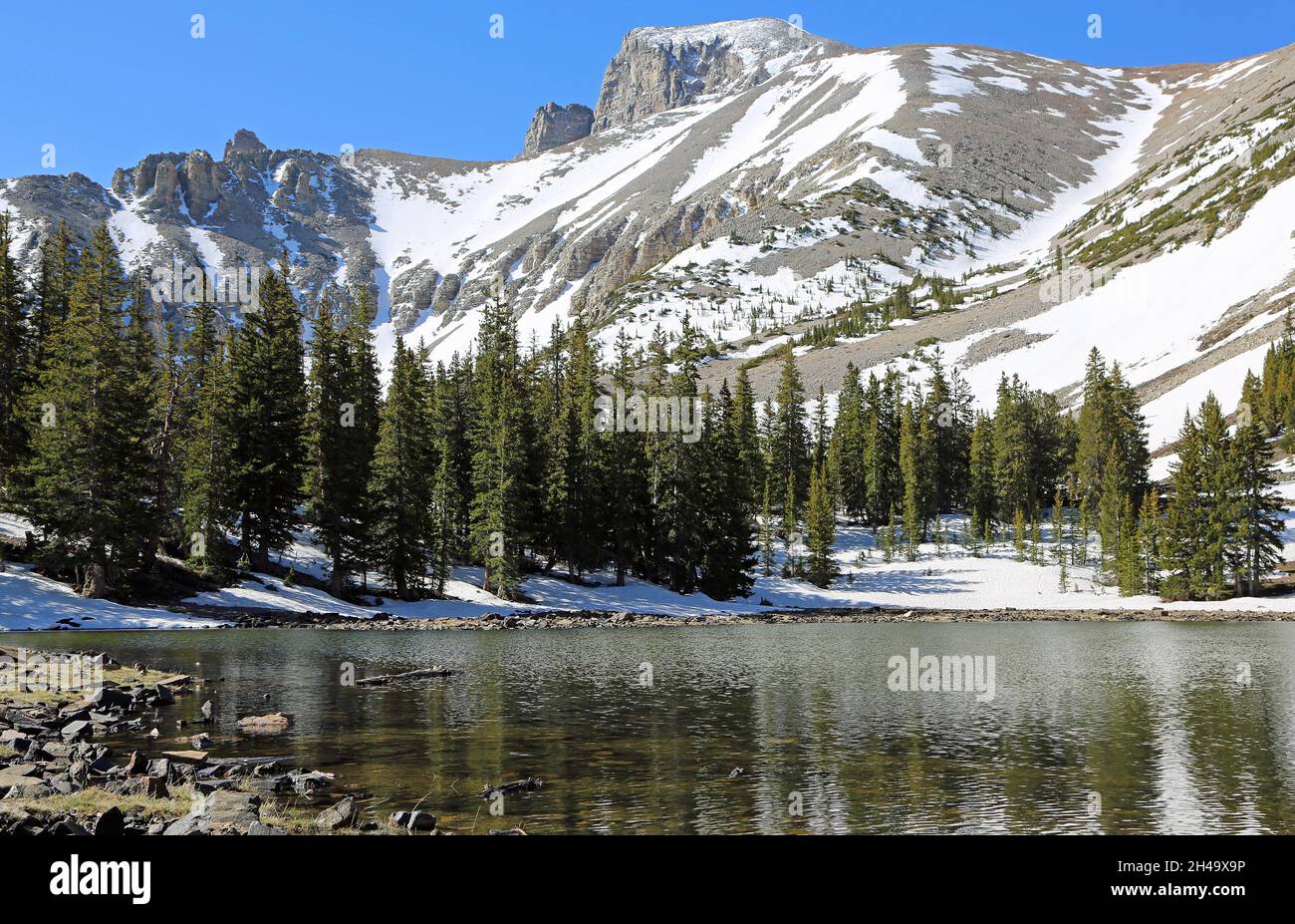 Wheeler Peak cliff over Stella Lake, Great Basin National Park, Nevada ...