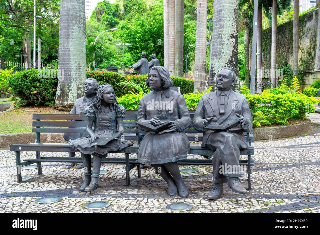 'Church Scene' sculpture or statue in front of the Presbyterian ...