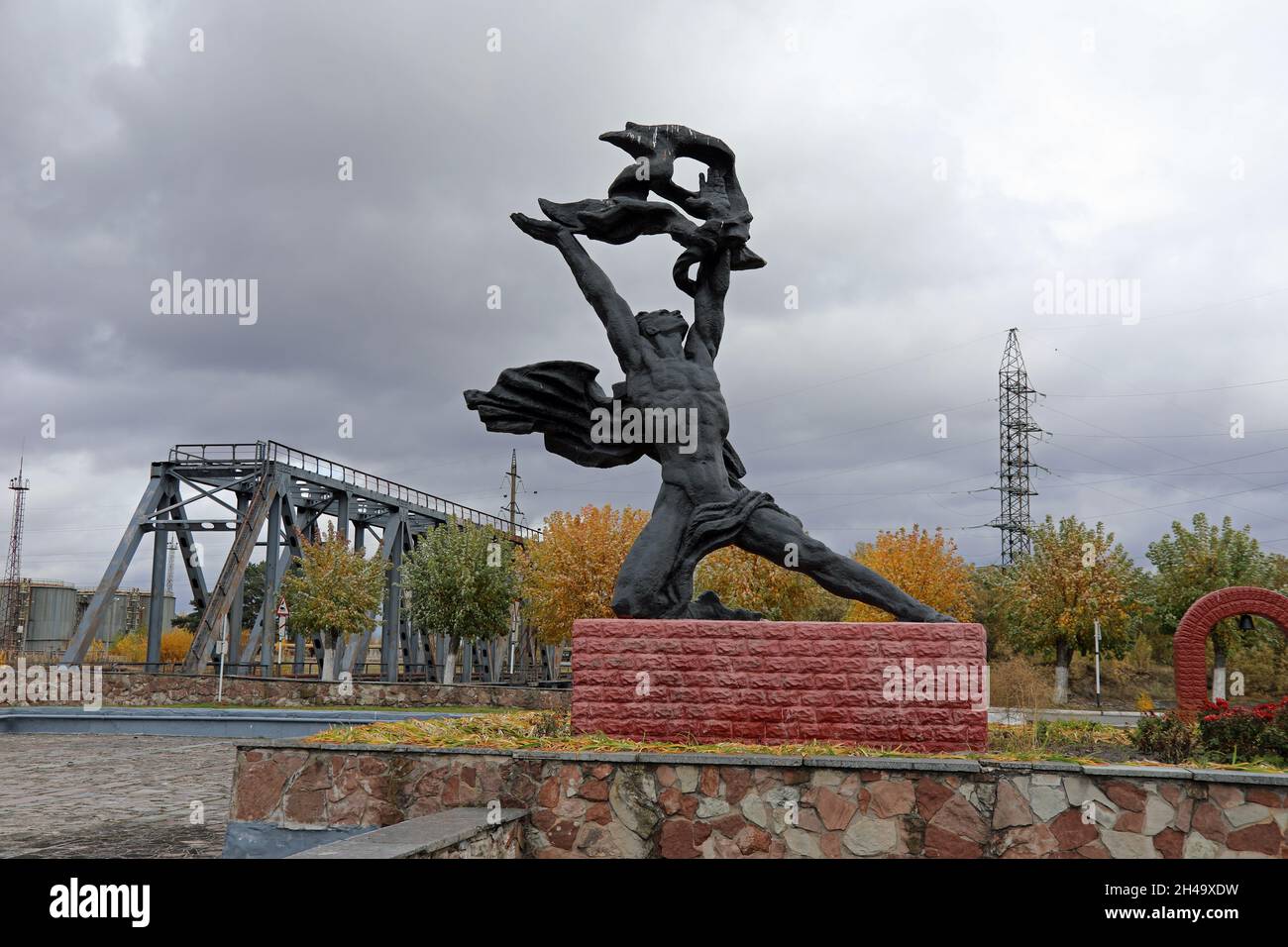 Soviet statue of Prometheus at the Chernobyl Nuclear Power Plant Stock ...