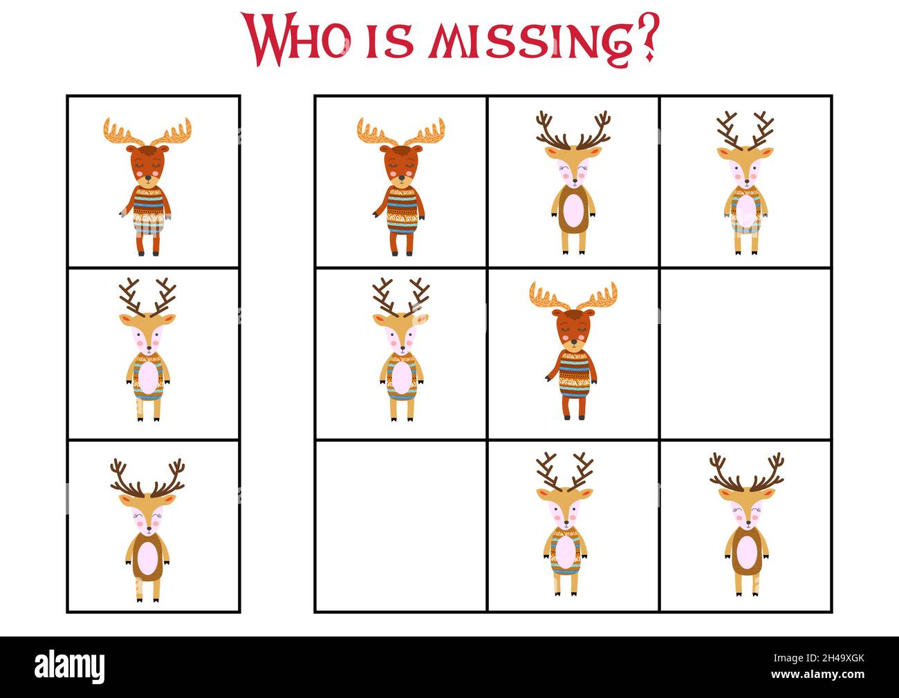 Children's game Find who is missing. Sudoku for kids. Children's ...